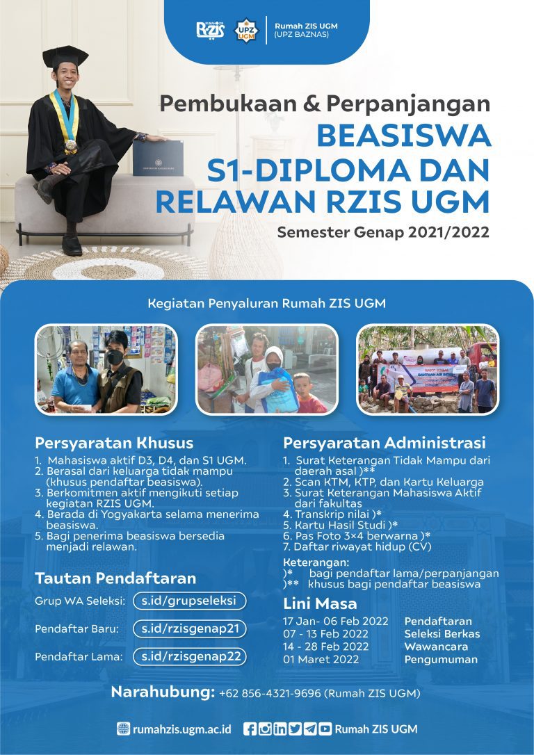 Pembukaan dan Perpanjangan Beasiswa S1-Diploma dan Relawan RZIS UGM ... Pembukaan dan Perpanjangan Beasiswa S1-Diploma dan Relawan RZIS UGM ...